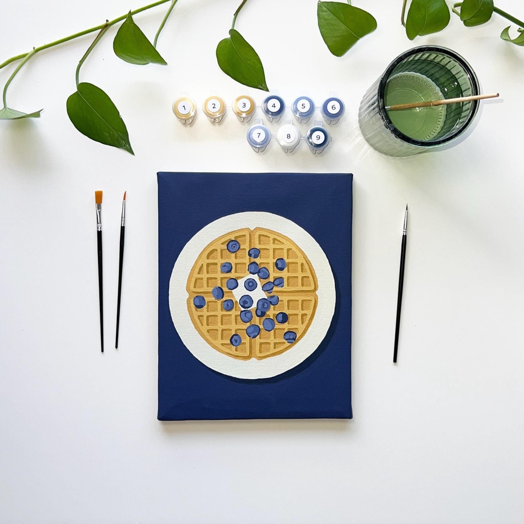 Blueberry Waffle Paint by Number Kit: Beginner DIY Wall Art - Etsy