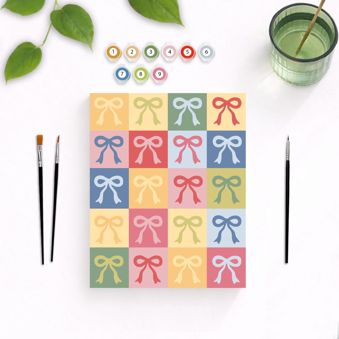 Colorful Bows Handcrafted Paint by Number Kit: Easy DIY Painting, 8x10 ...