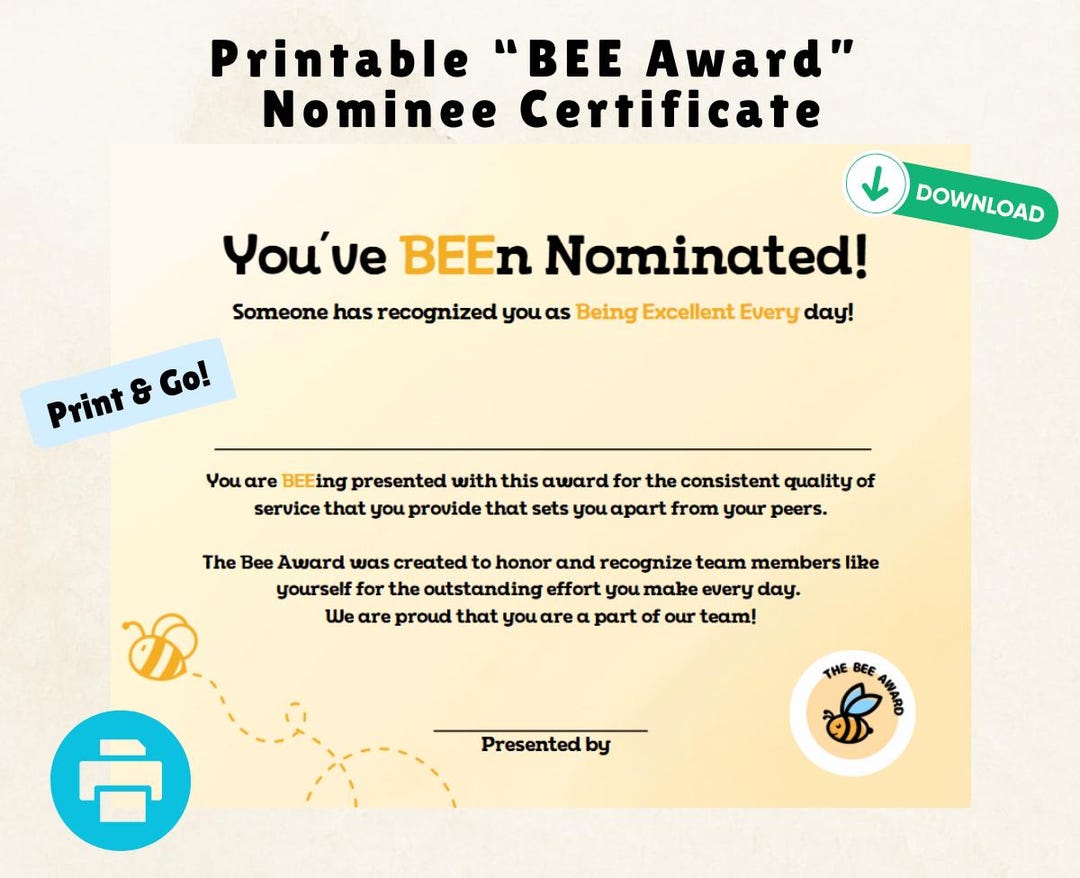 Printable CNA & Healthcare Staff Recognition Certificate – BEE Award ...