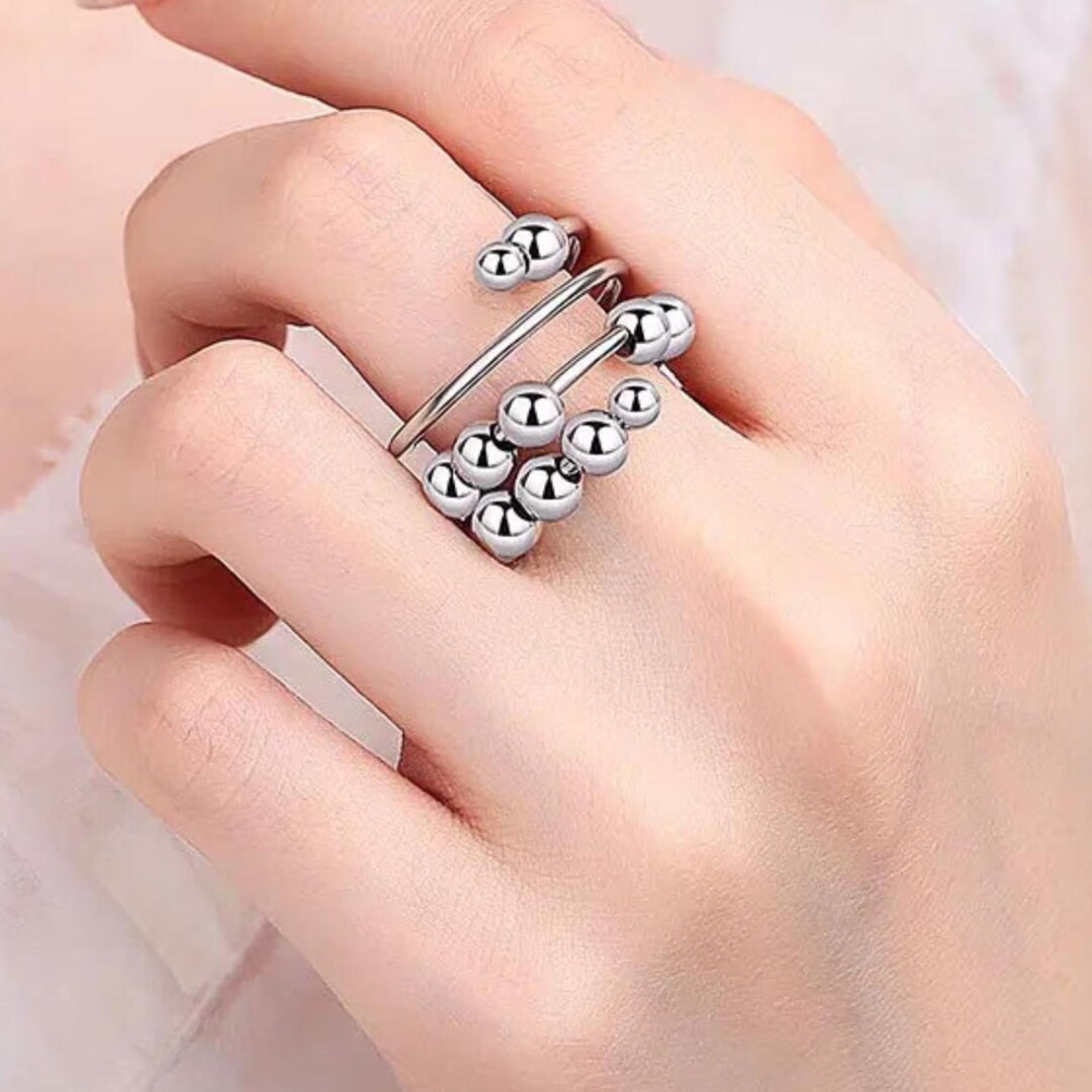 Anxiety Fidget Ring, Fidget Beads Ring, Anxiety Relief Ring for Women ...