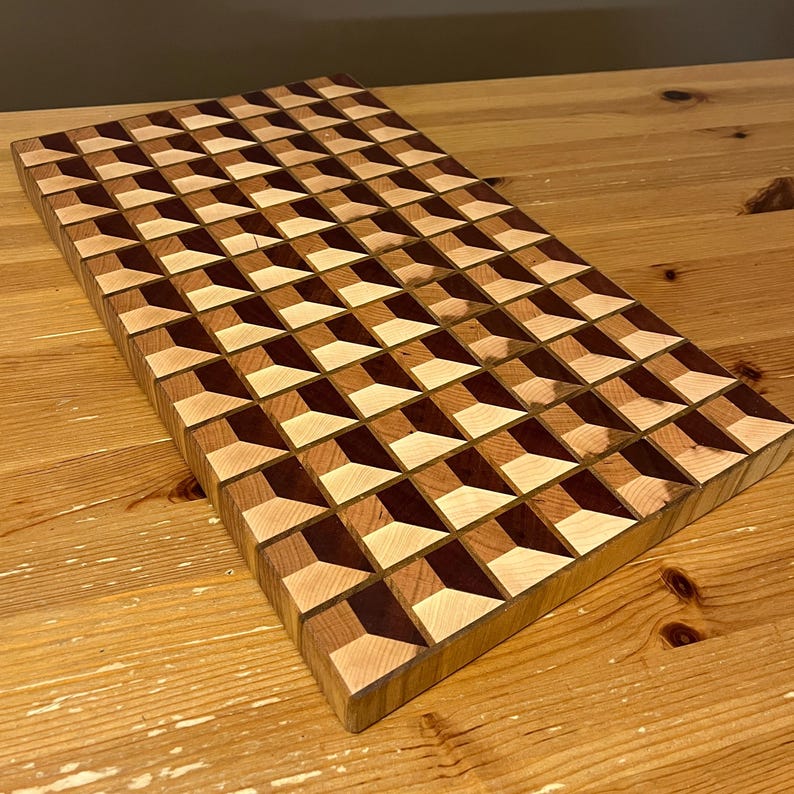 Solid Wood 3D Pattern Cutting Board - Etsy