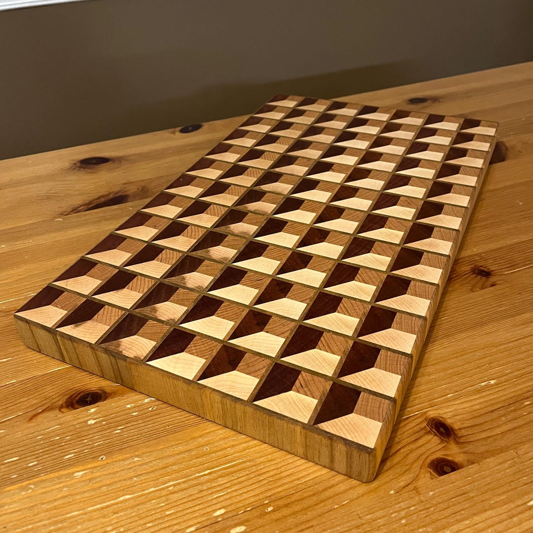 Solid Wood 3D Pattern Cutting Board - Etsy