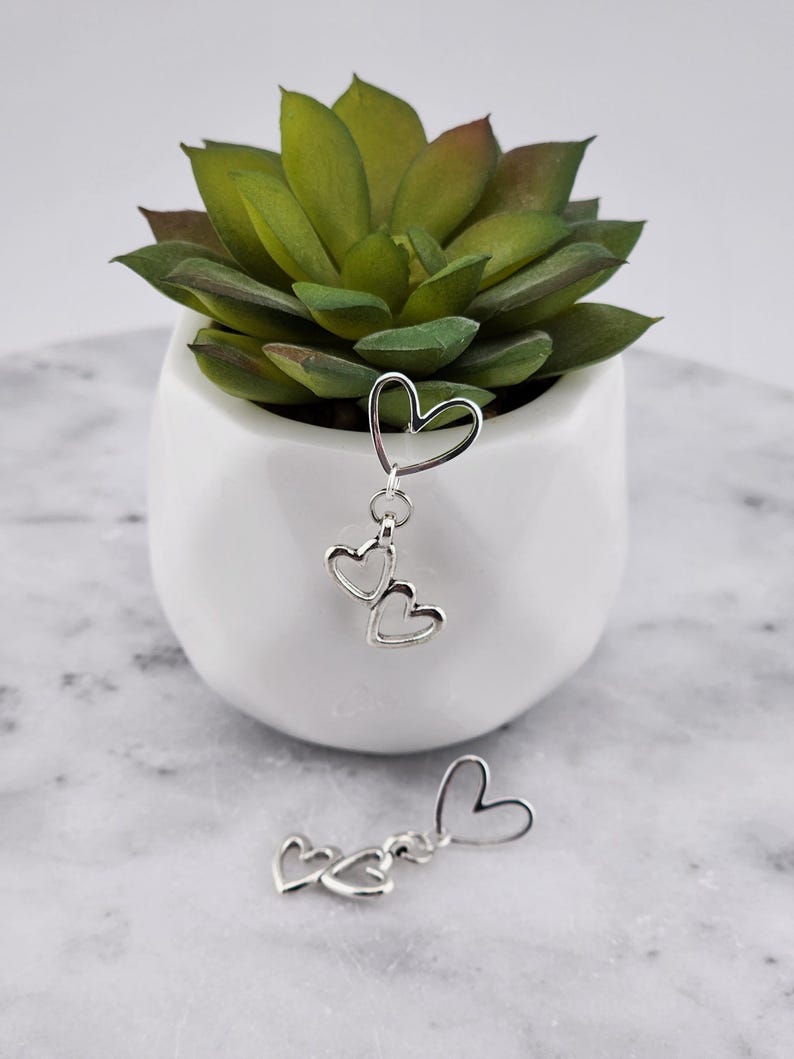 925 Sterling Silver Triple Heart Dangle Earrings - Etsy