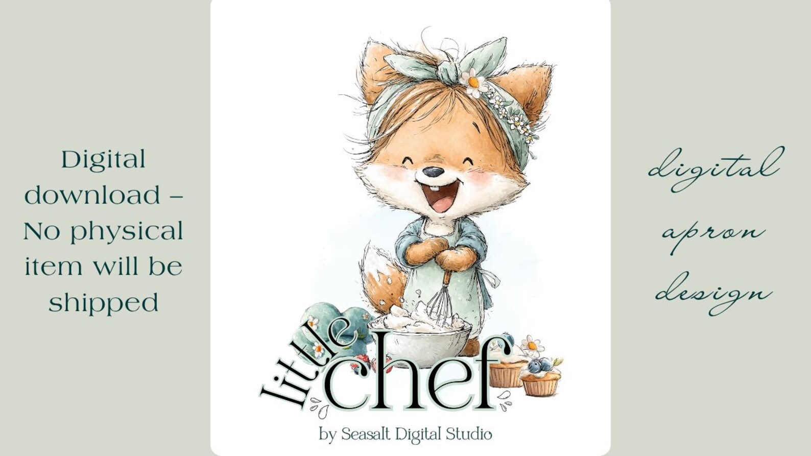 Png File Mini Chef, Little Chef, Mum's Helper- Animal Watercolor Apron ...