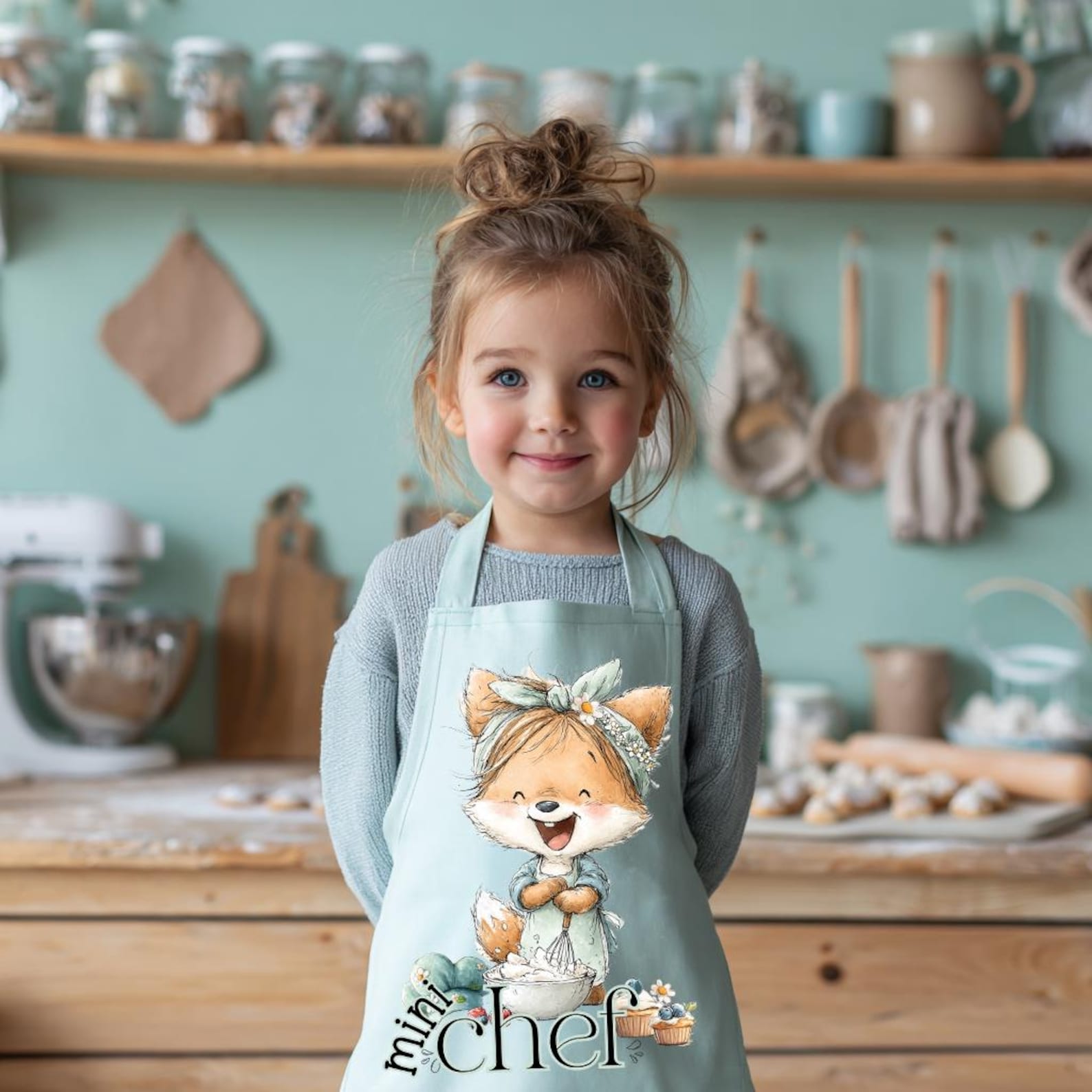 Png File Mini Chef, Little Chef, Mum's Helper- Animal Watercolor Apron ...