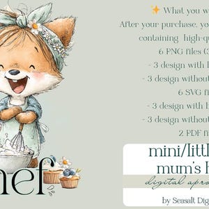 Png File Mini Chef, Little Chef, Mum's Helper- Animal Watercolor Apron ...
