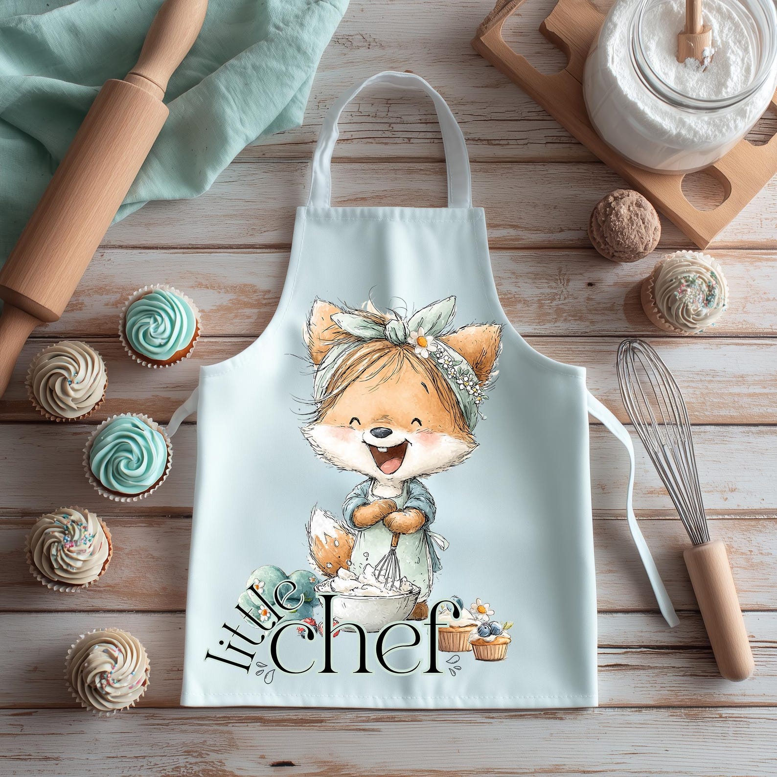 Png File Mini Chef, Little Chef, Mum's Helper- Animal Watercolor Apron ...