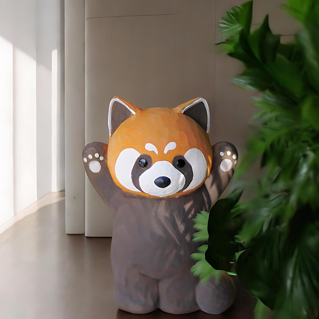 Red Panda Hand-carved Nordic Style Red Panda Handmade Wood Carving I ...