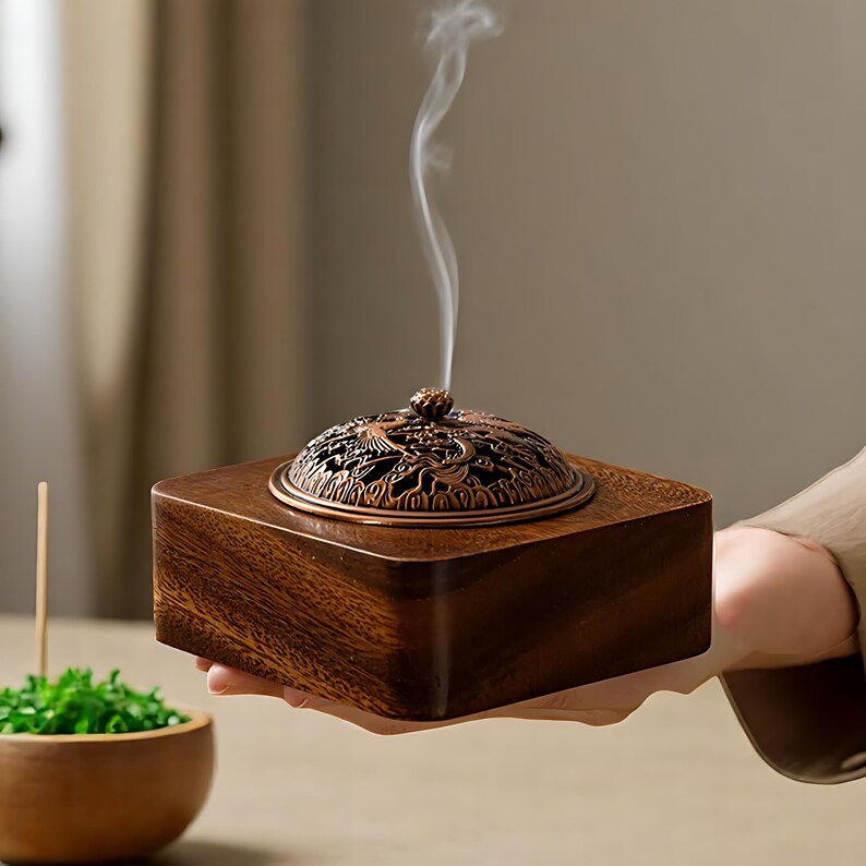 Incense Holder, Wooden Incense Burner Box With Lid, Empty Storage Box ...