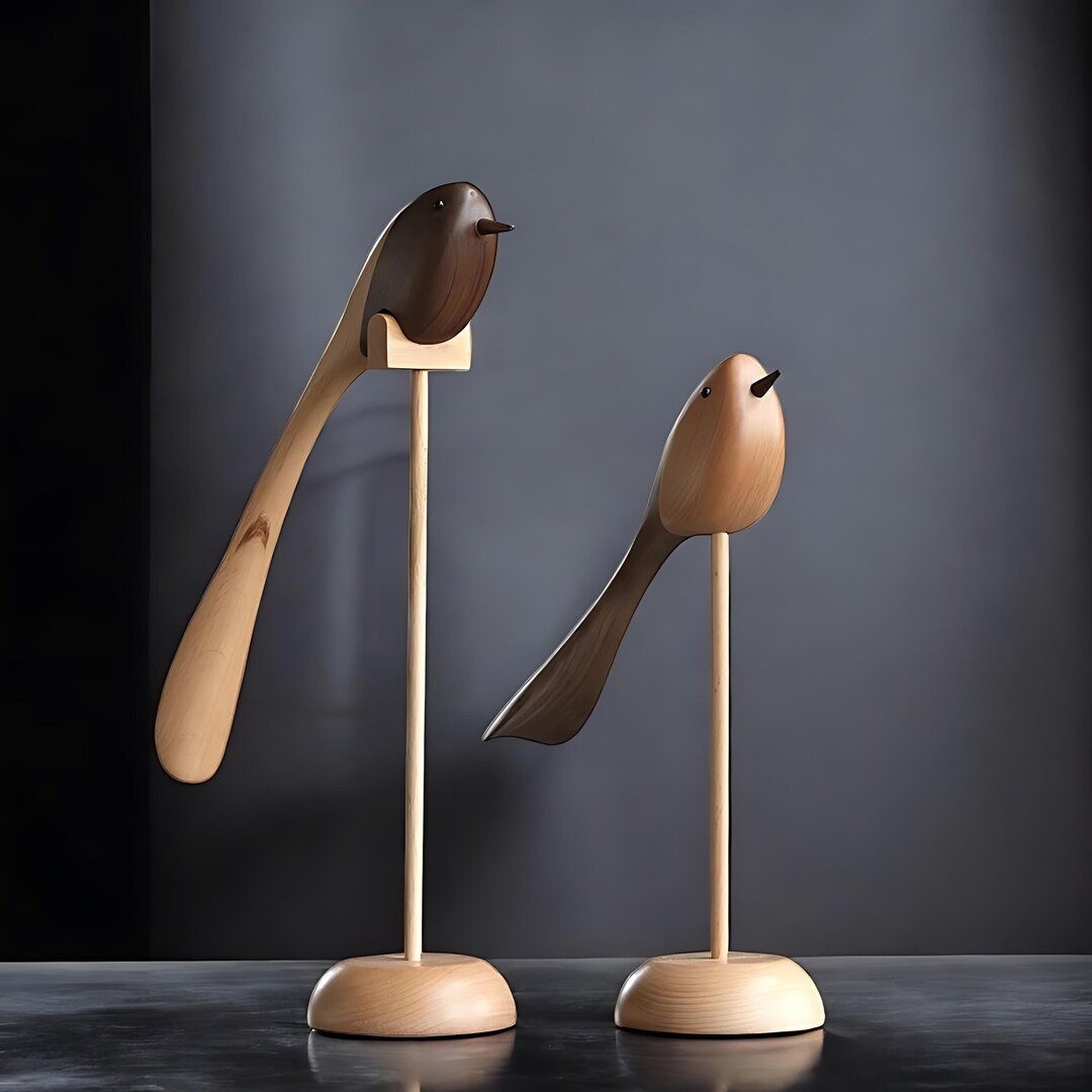 Wooden Bird, Wood Carving, Bird Statue, Handmade Decor, Vintage Solid ...