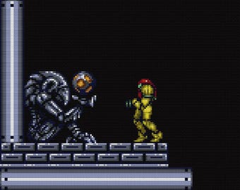 Super Metroid Chozo Statue Scene Cross Stitch Pattern (smaller Version ...
