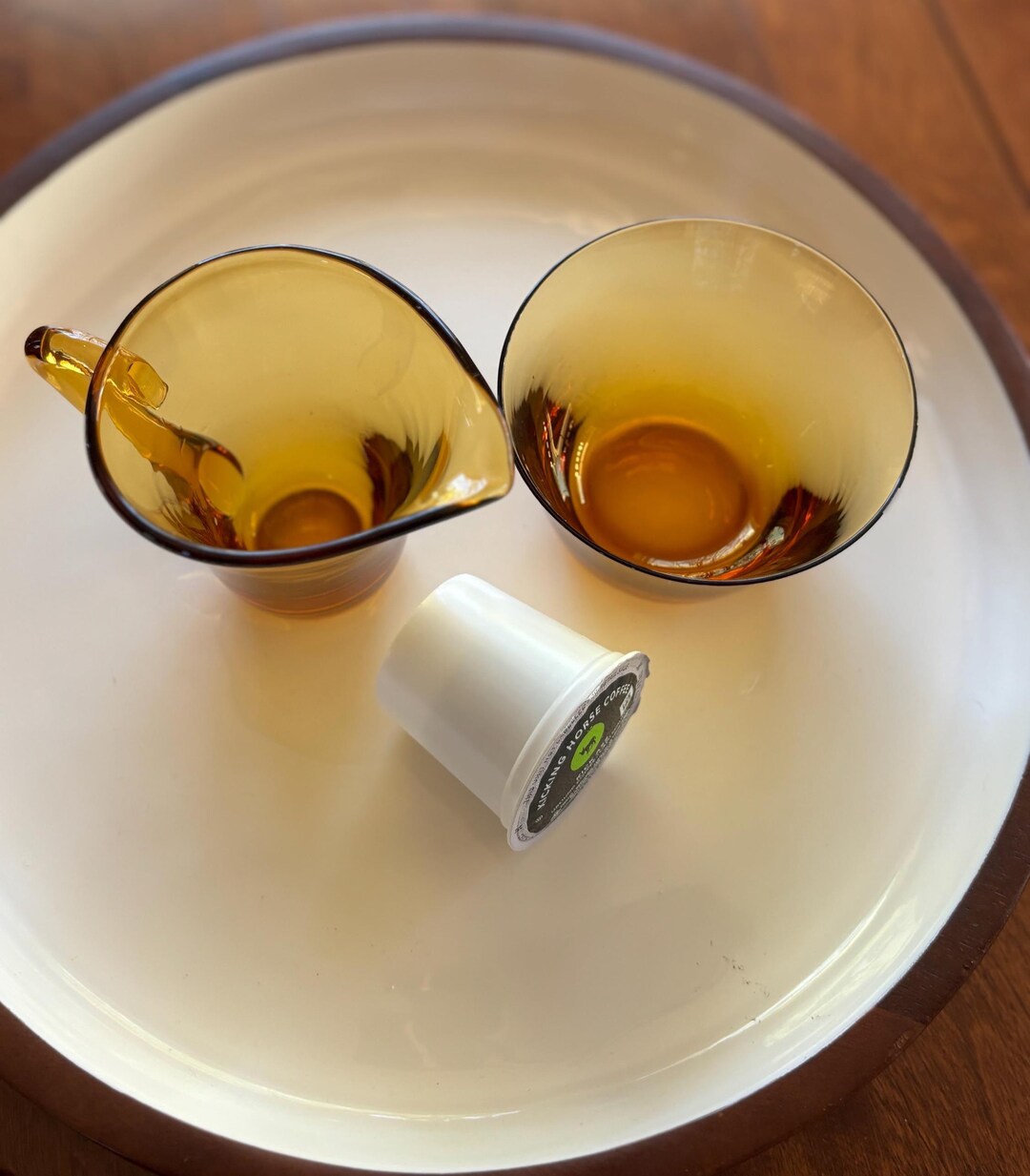Vintage Mid-century Modern Amber Glass Creamer Sugar Bowl Autumn Gold ...