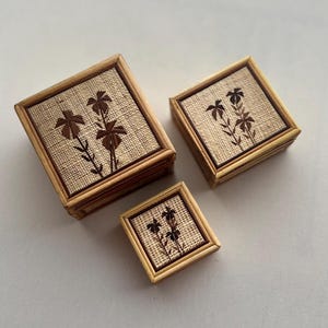 Nesting Trinket Keepsake Decorative Boxes Bamboo Tropical Asian - Etsy