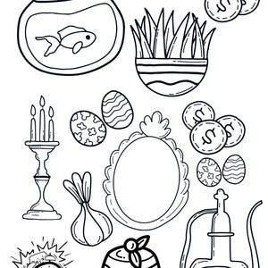 18 Printable Nowruz Haft-seen Symbols Educational Poster Set Coloring ...