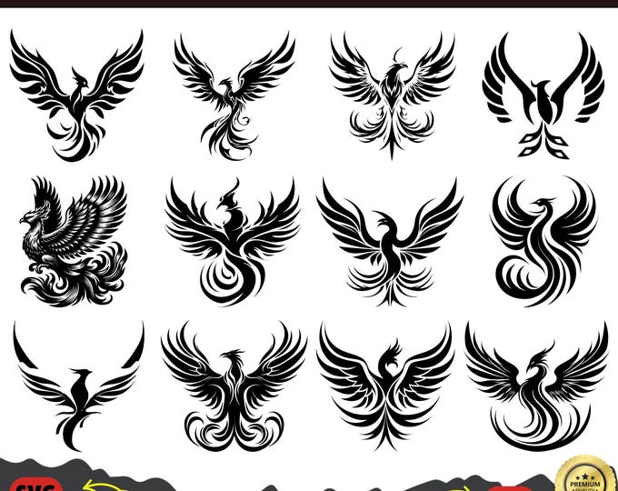 Phoenix Svg Bundle, Phoenix Clipart for Cricut, Phoenix Bird Silhouette ...