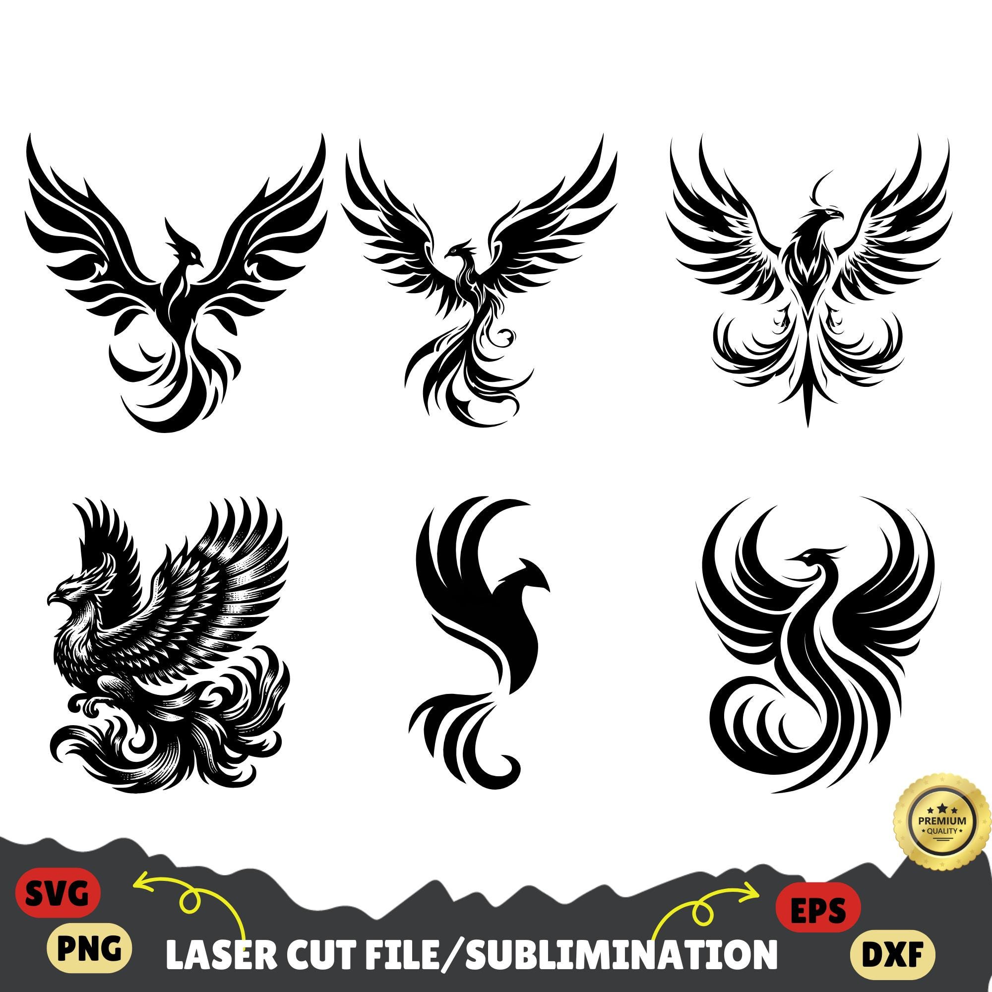 Phoenix Svg Bundle, Phoenix Clipart for Cricut, Phoenix Bird Silhouette ...