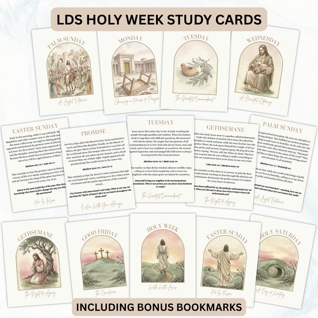LDS Holy Week Study Cards, Easter Story Printables, Holy Week Countdown ...