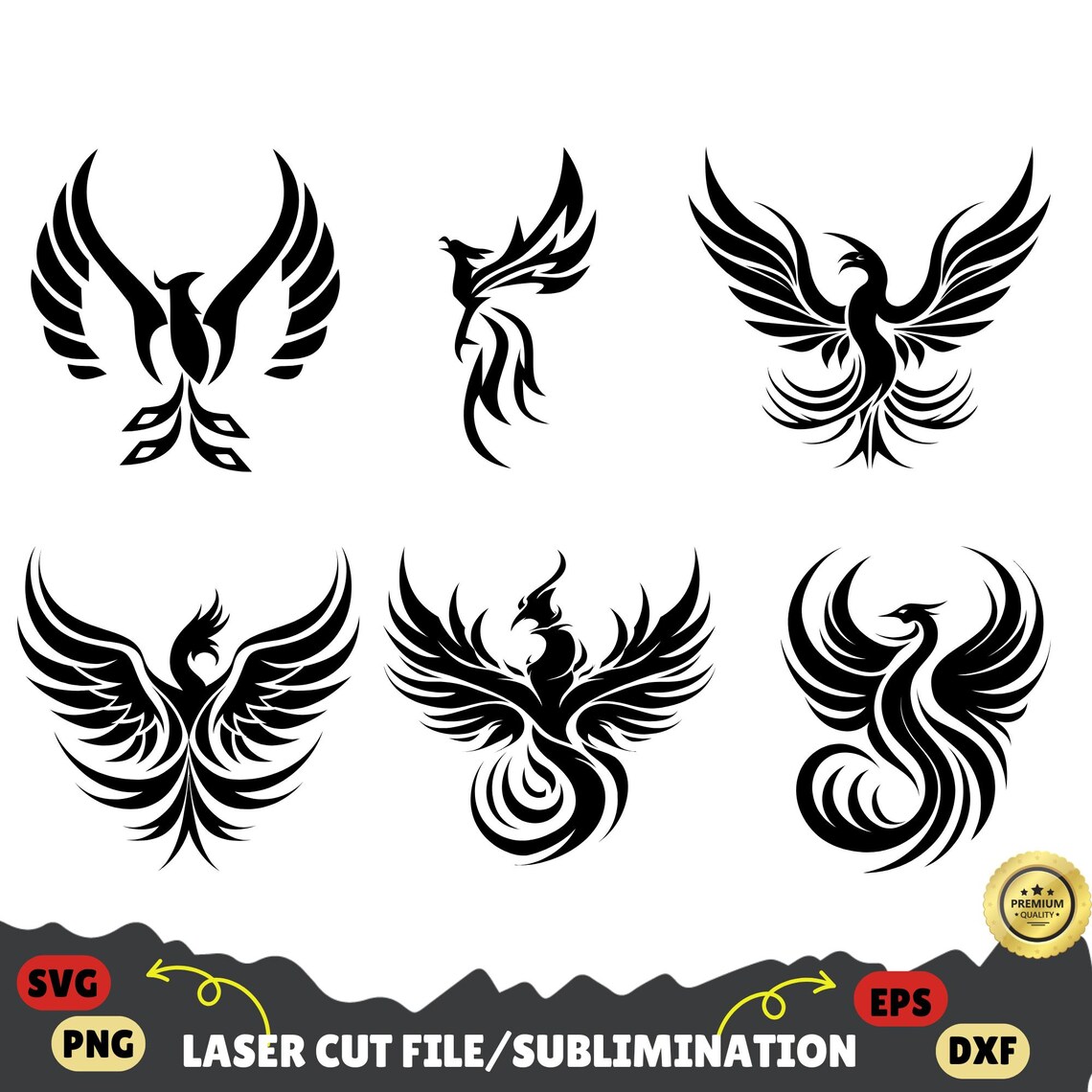Phoenix Svg Bundle, Phoenix Clipart for Cricut, Phoenix Bird Silhouette ...