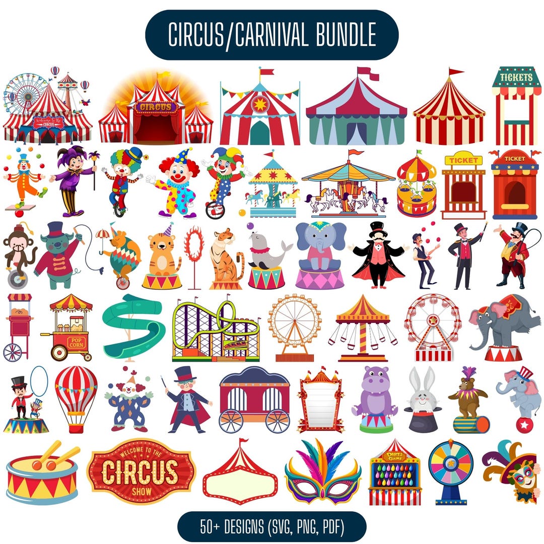Circus Clipart, Circus Printable, Circus PNG and SVG, Carnival Clip Art ...