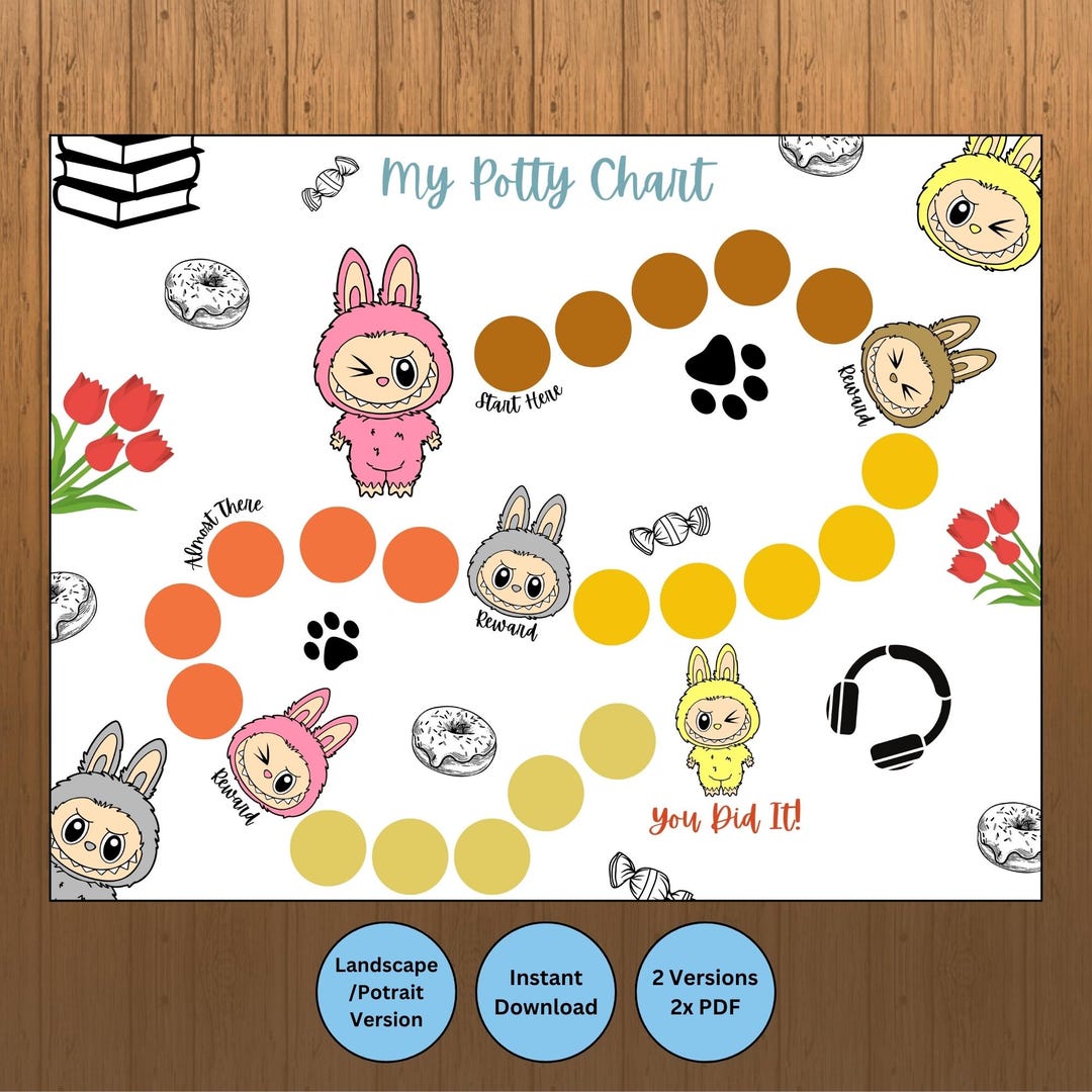 Labubu Potty Training Reward Chart: Spooky Kawaii Monsters (digital ...