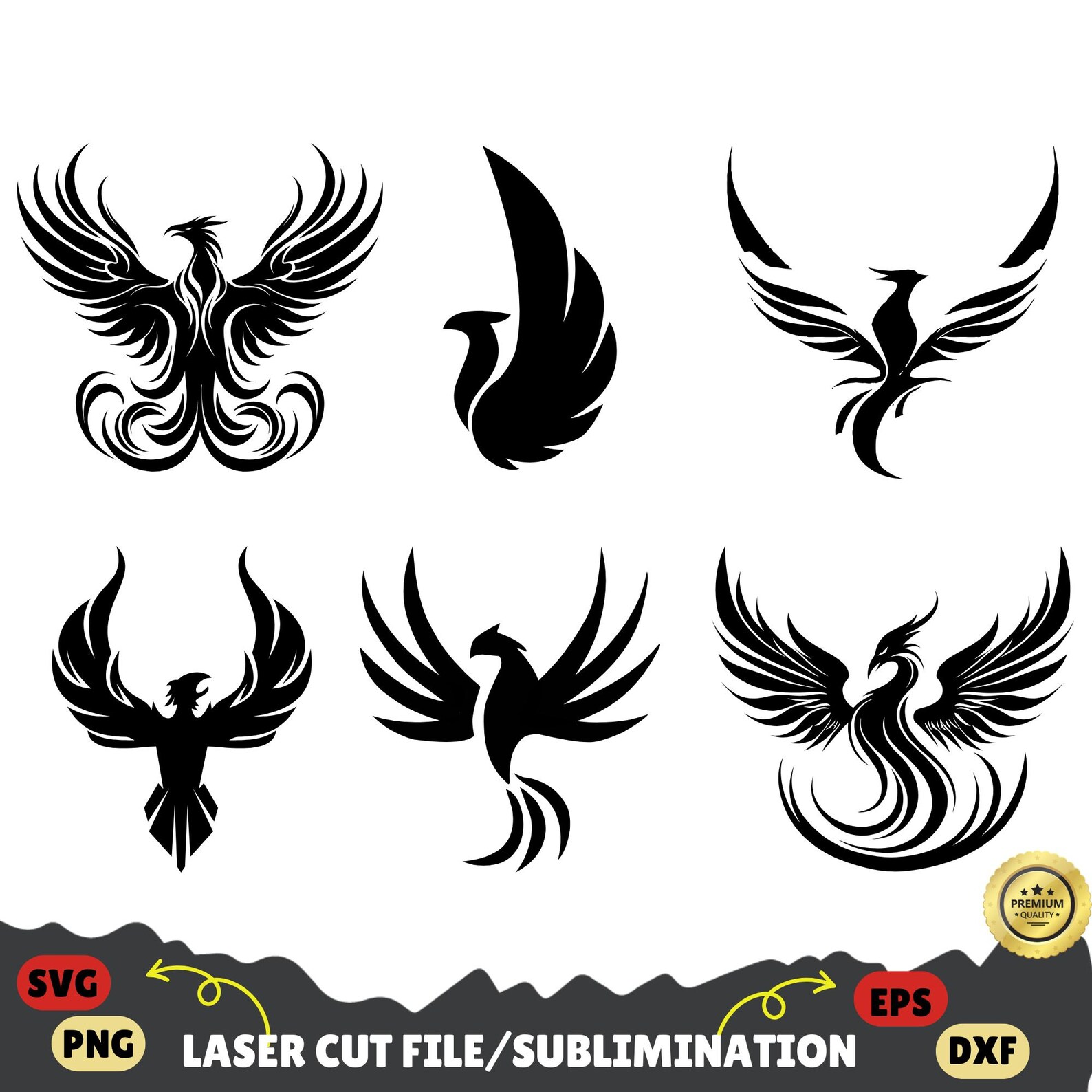 Phoenix Svg Bundle, Phoenix Clipart for Cricut, Phoenix Bird Silhouette ...