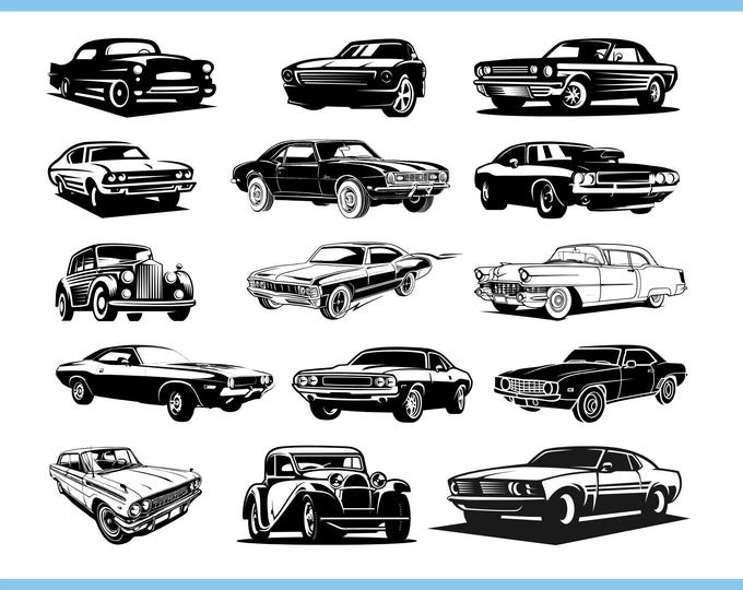 Classic Car SVG Bundle Car SVG Bundle Retro Vehicles Svg Vintage Cars ...