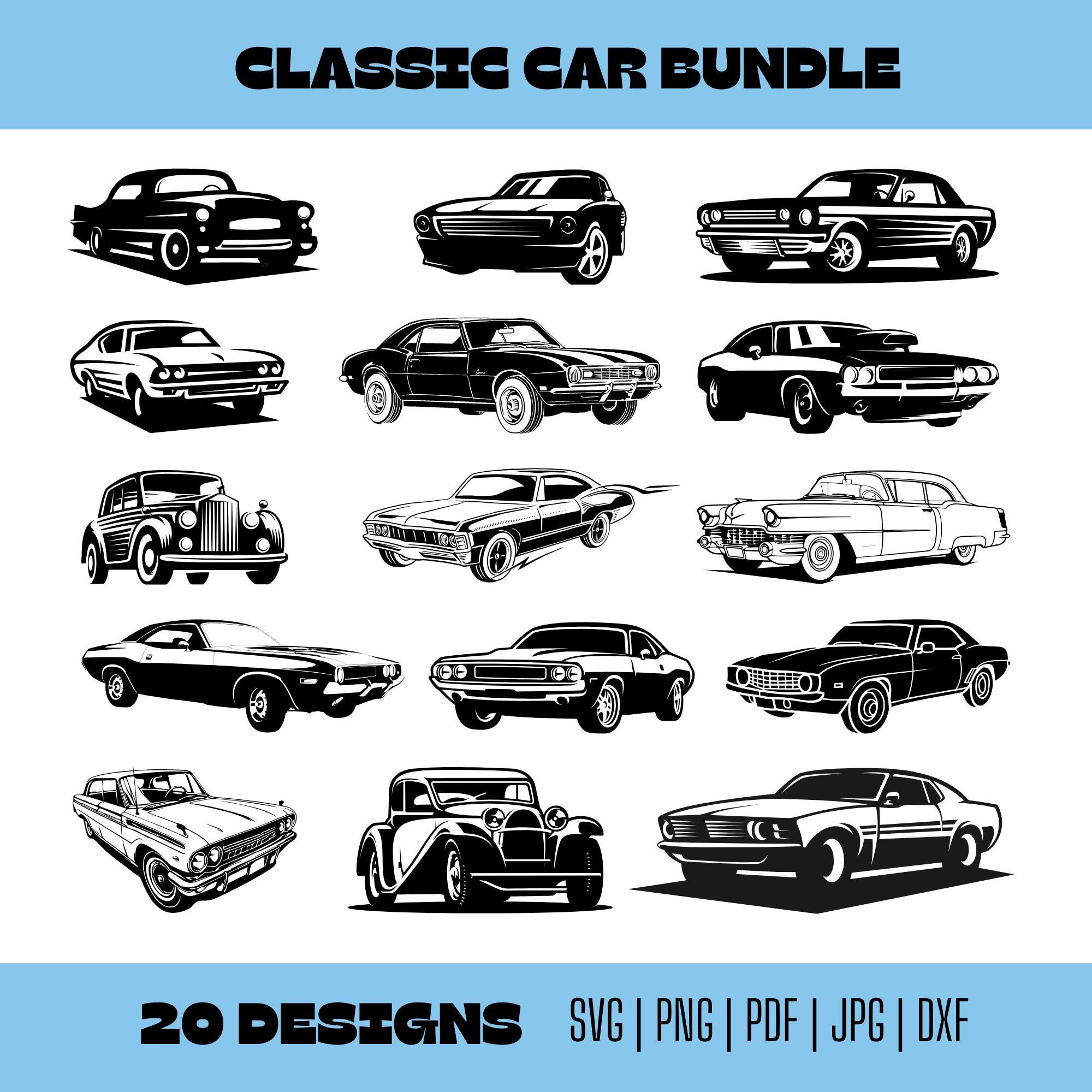 Classic Car SVG Bundle Car SVG Bundle Retro Vehicles Svg Vintage Cars ...