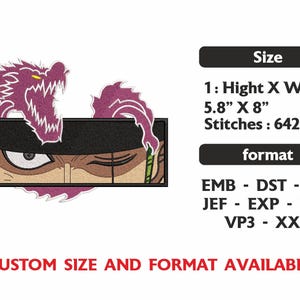Roronoa Zoro Anime Embroidery Design File – Instant Download – Digital ...