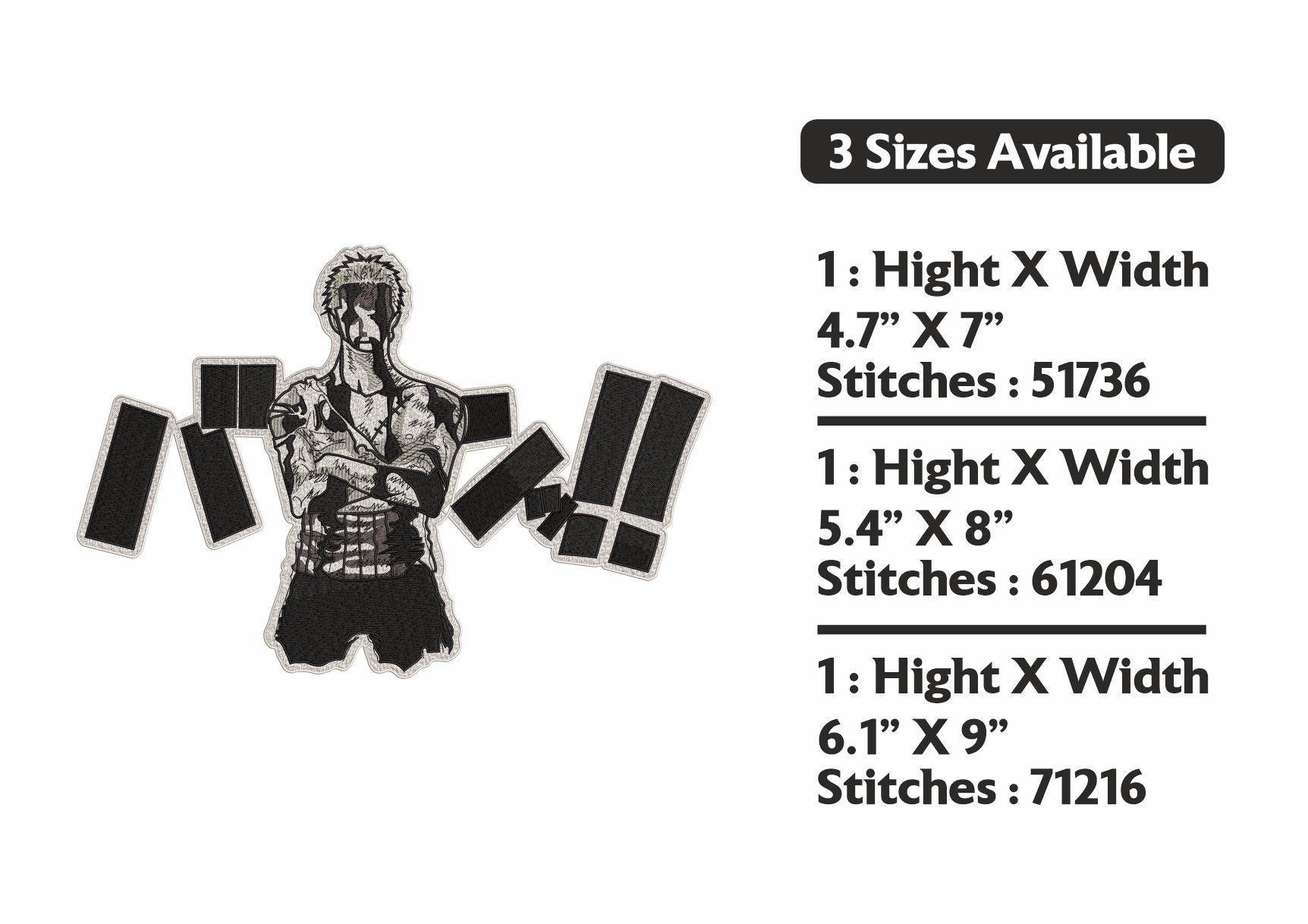 Zoro Embroidery Design - One Piece Anime Swordsman Inspired - Machine ...