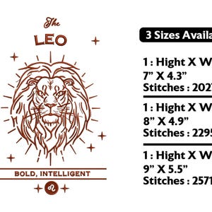 Leo Star Embroidery Design - Zodiac Sign Embroidery - Instant Download ...