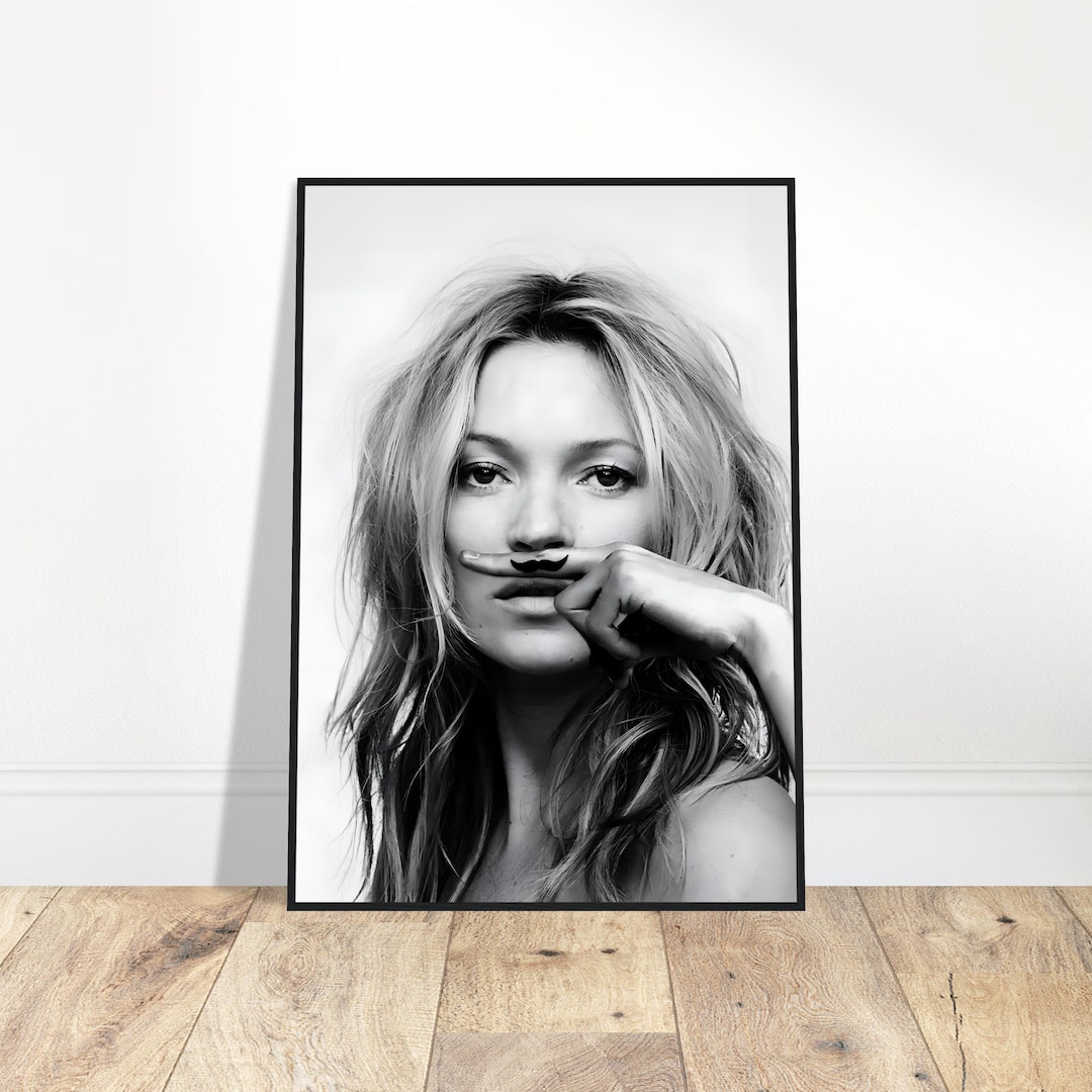 Kate Moss Moustache Fashion Wall Art Print Poster Canvas - Etsy