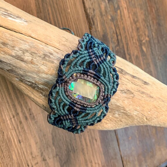 Abalone Shell Macrame Bracelet Boho Style Adjustable. Made | Etsy