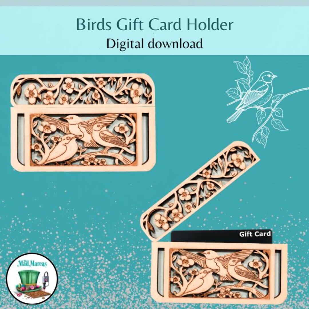 Love Bird Gift Card & Money Holder | SVG, PNG, DFX Laser Cut Digital ...