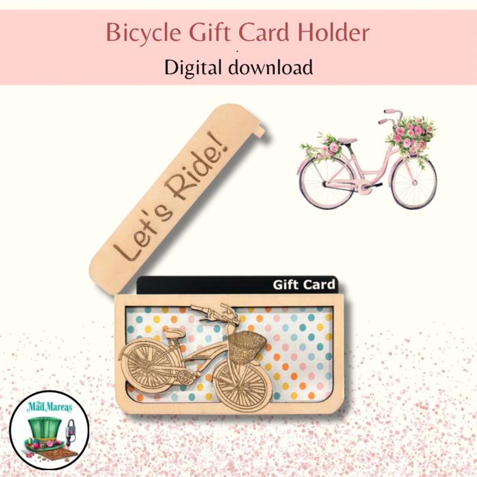 Bicycle Gift Card & Money Holder | SVG, PNG,DFX Laser Cut Digital File ...