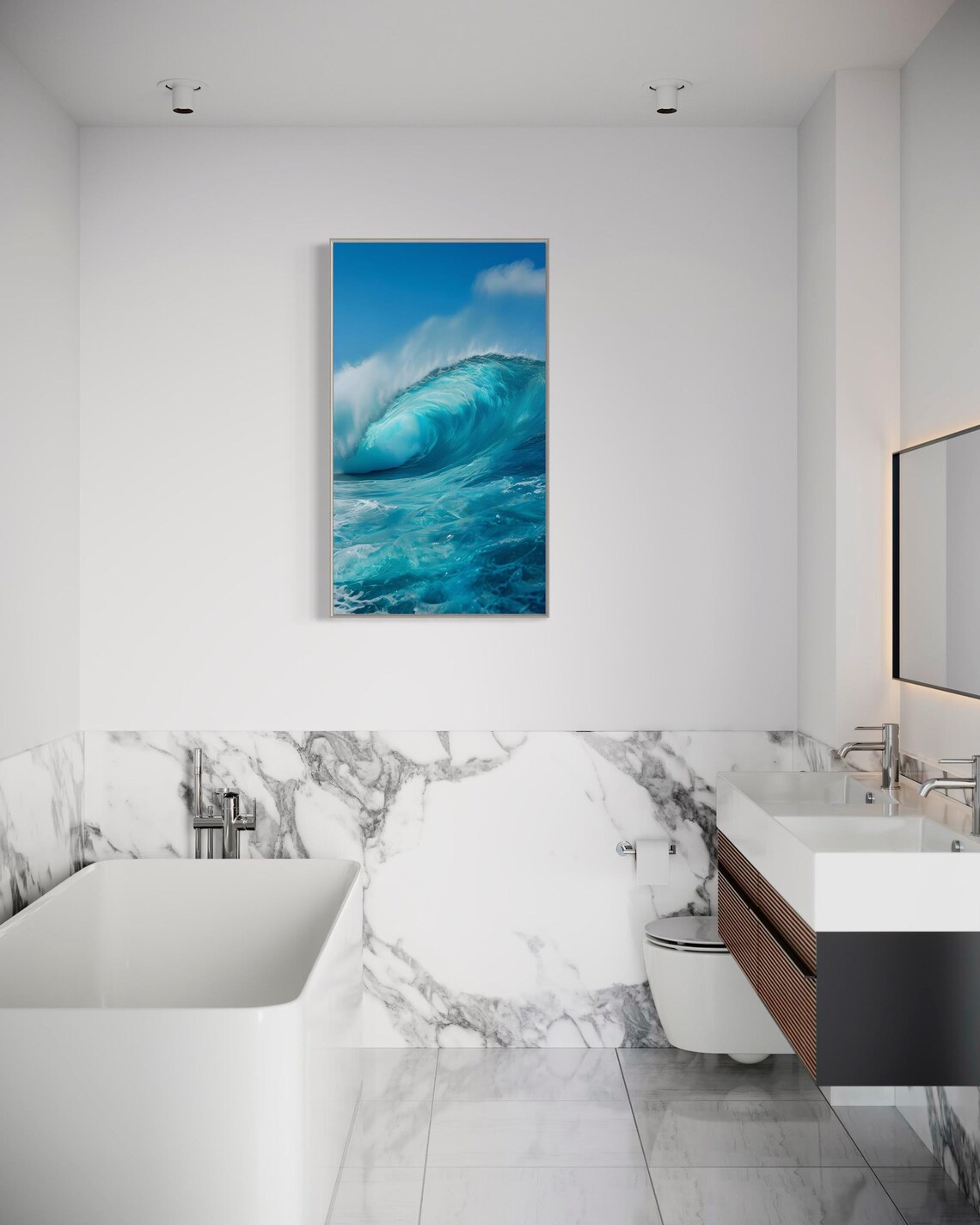Ocean Wave Digital Print | High-resolution PDF Download | Coastal Wall ...