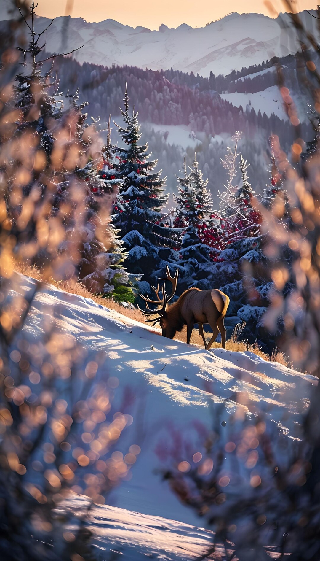 Winter Wilderness Elk Printable | Digital Download | Snowy Forest Wall ...