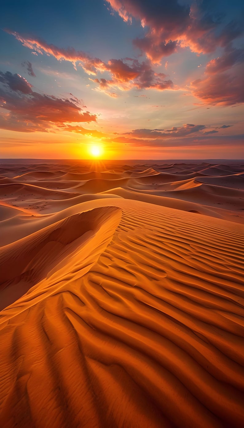 Golden Desert Sunset Digital Print | Sand Dunes Landscape Wall Art ...
