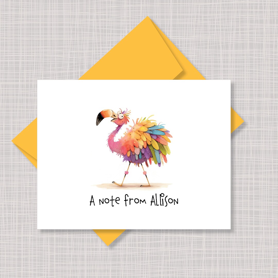 Custom Printed Wacky Fun Pink Flamingo Note Cards - Etsy
