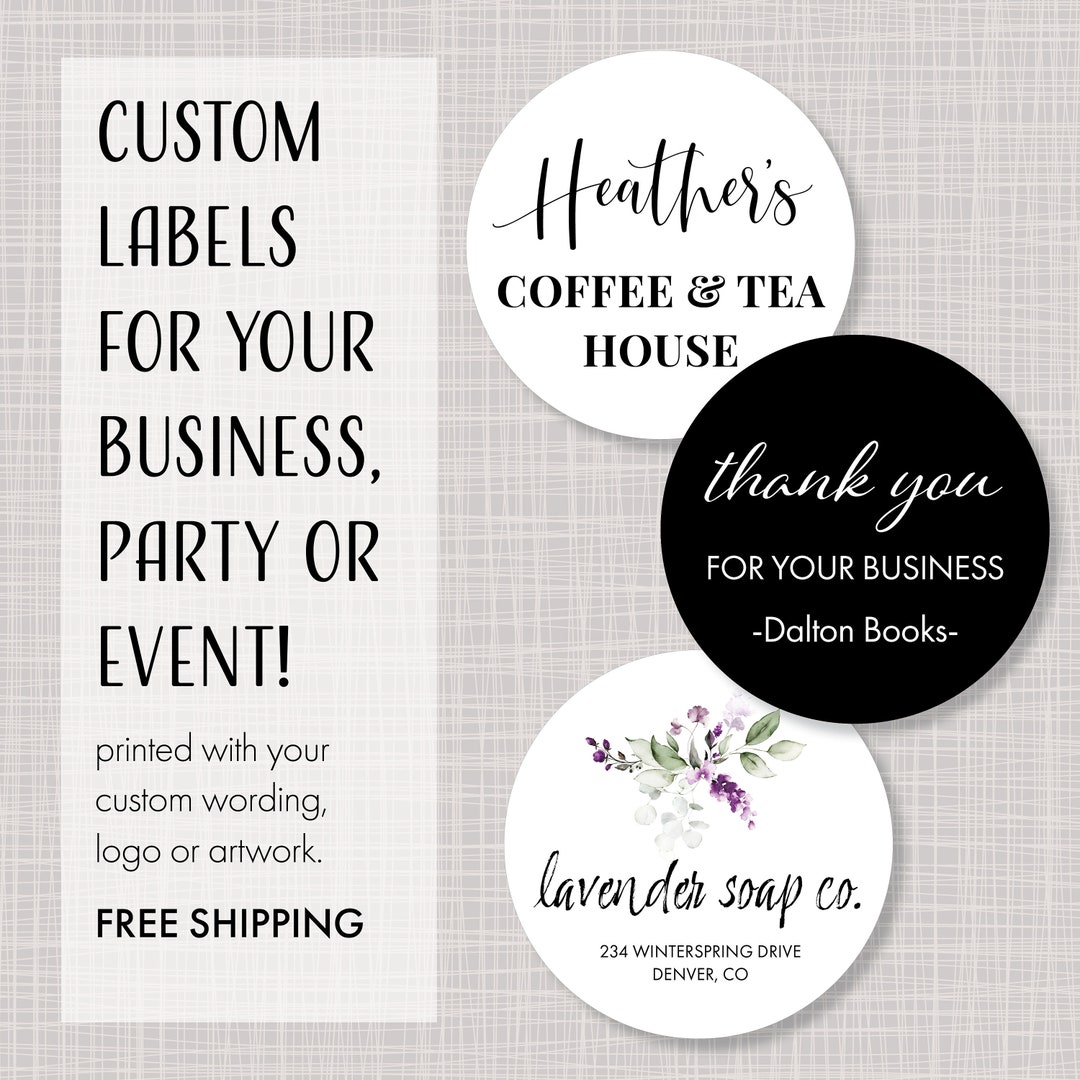Round Custom Printed Business Logo Party Event Labels Stickers 3.33" - Etsy