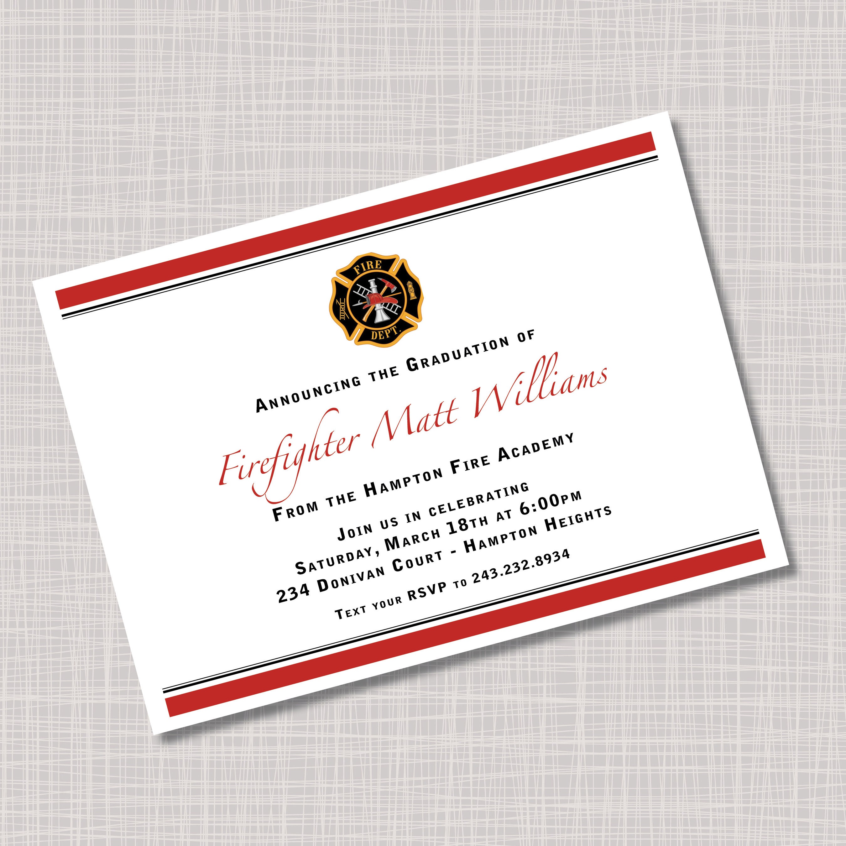 Custom Personalized Firefighter Fire Academy Graduation Party ...