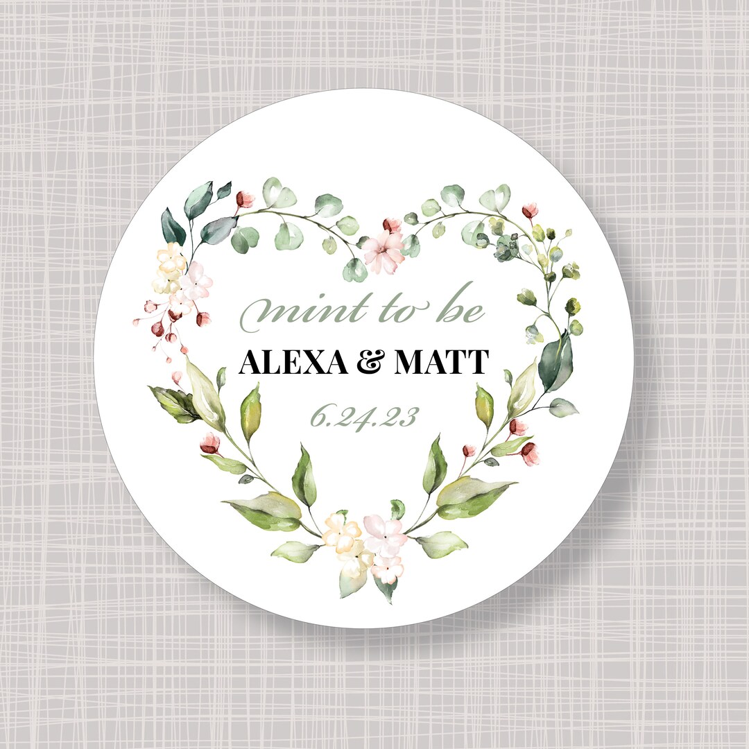 Round Custom Mint to Be French Floral Heart Wreath Wedding Bridal ...
