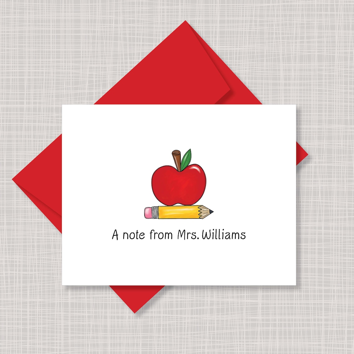 Custom Printed Teacher Apple Back to School Thank You Note Cards - Etsy