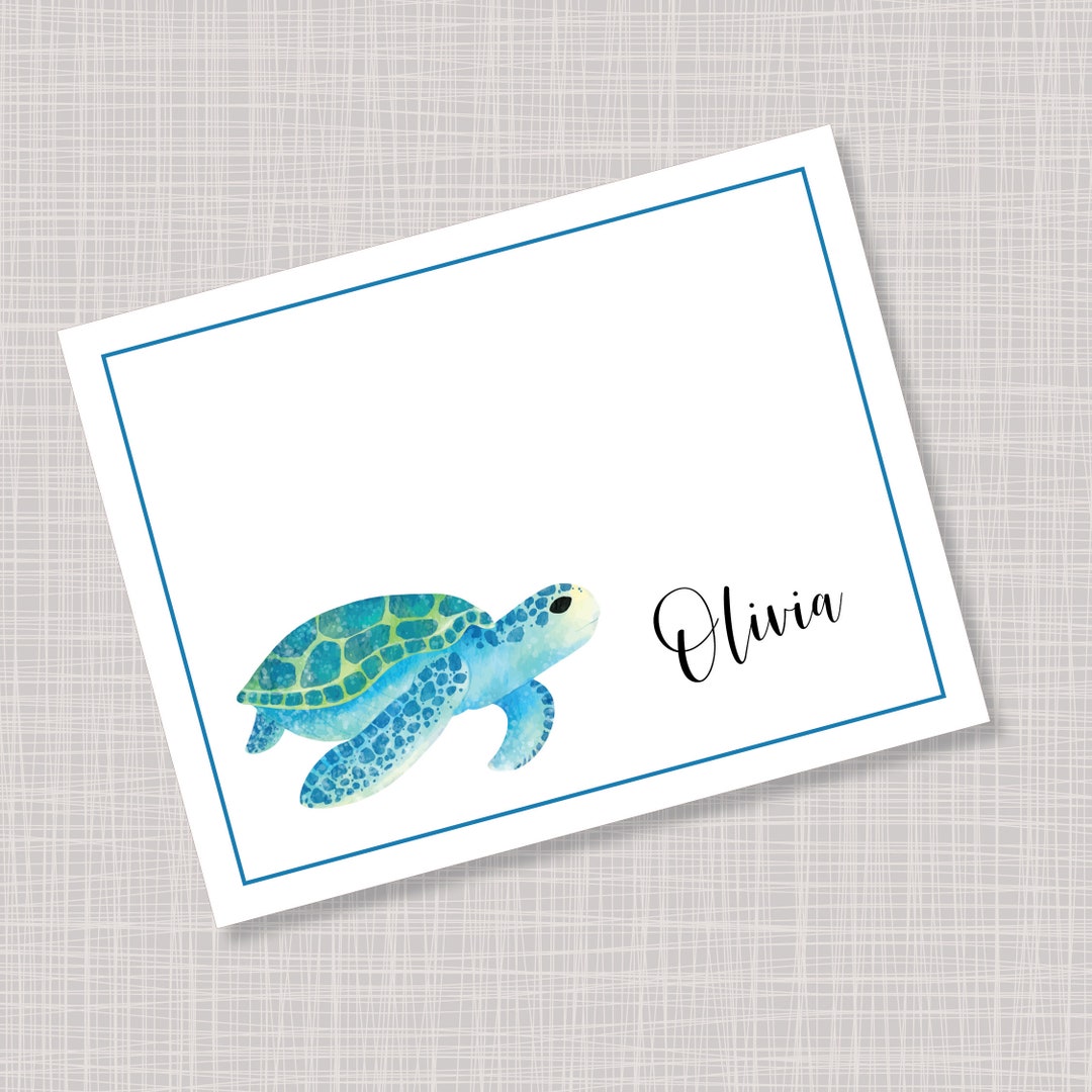 Custom Printed Turtle Note Cards & Envelopes - Etsy