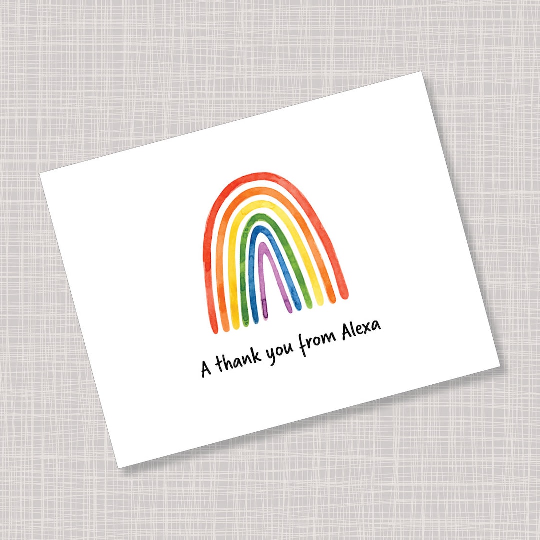 Custom Printed Rainbow Thank You Note Cards - Etsy