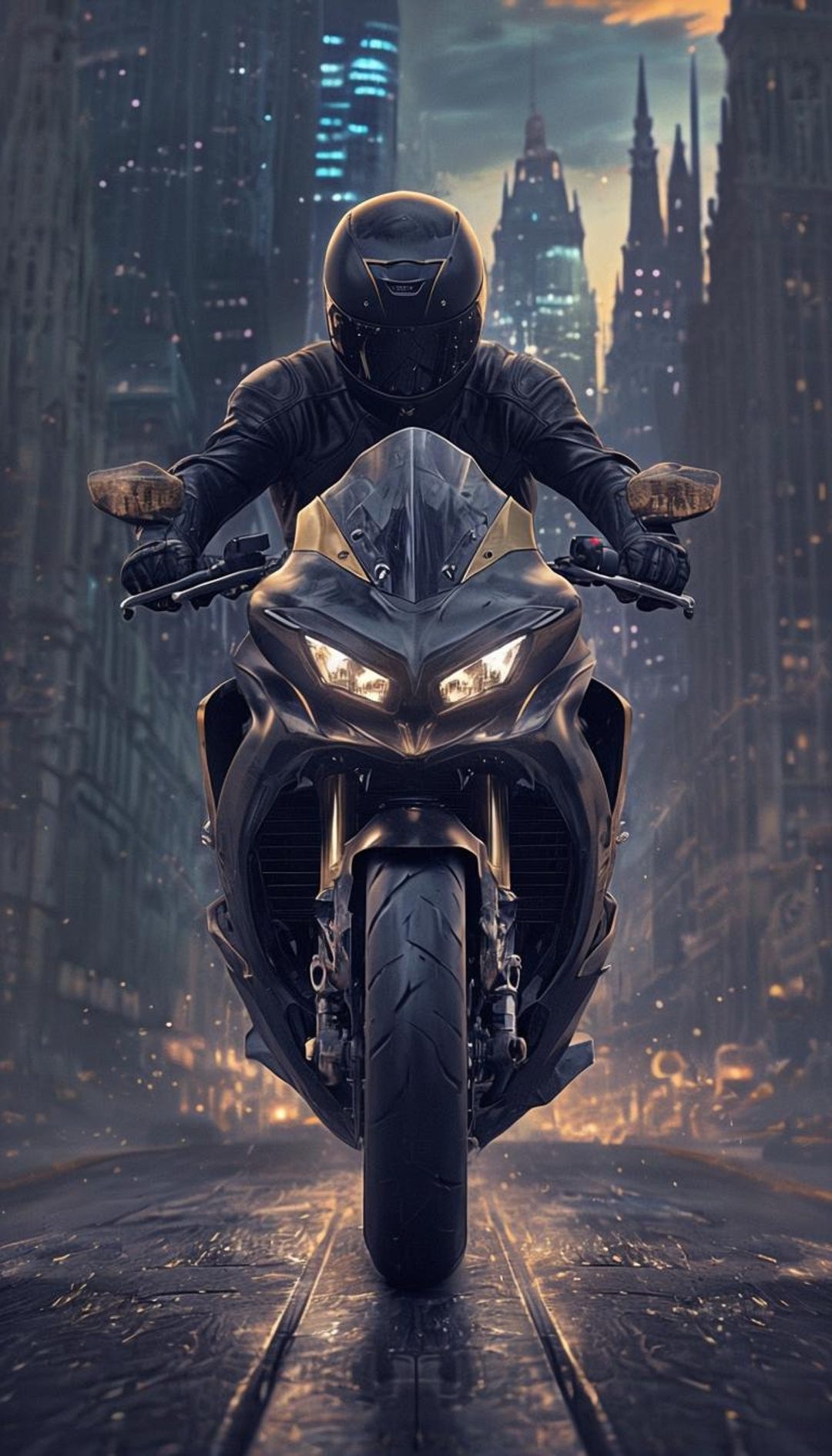 Futuristic Sport Motorcycle Digital Art – Cyberpunk Biker, High-speed ...