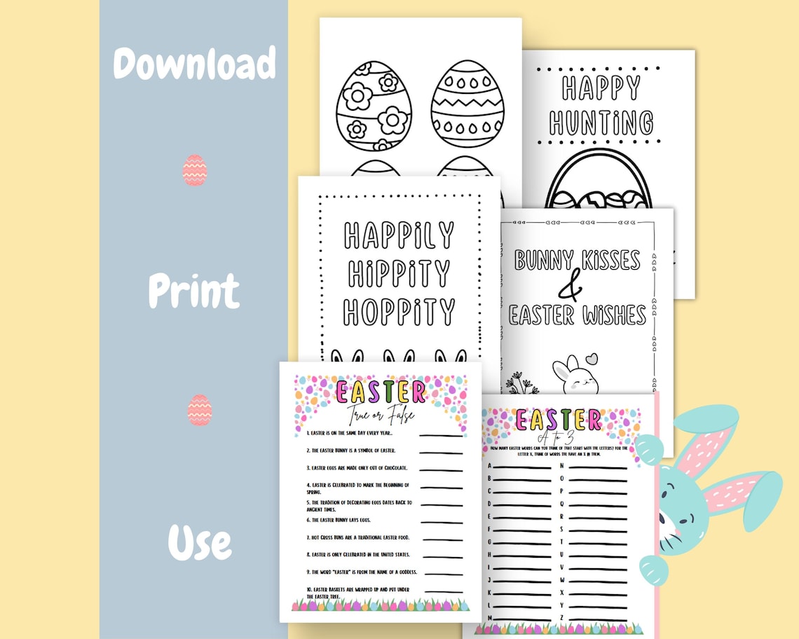 Easter Activity Bundle, Printable Games and Coloring Pages (digital ...