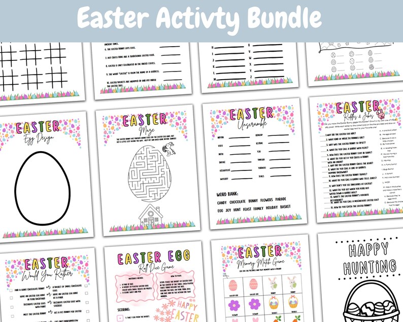 Easter Activity Bundle, Easter Printables, Printable Games, Kids Easter ...