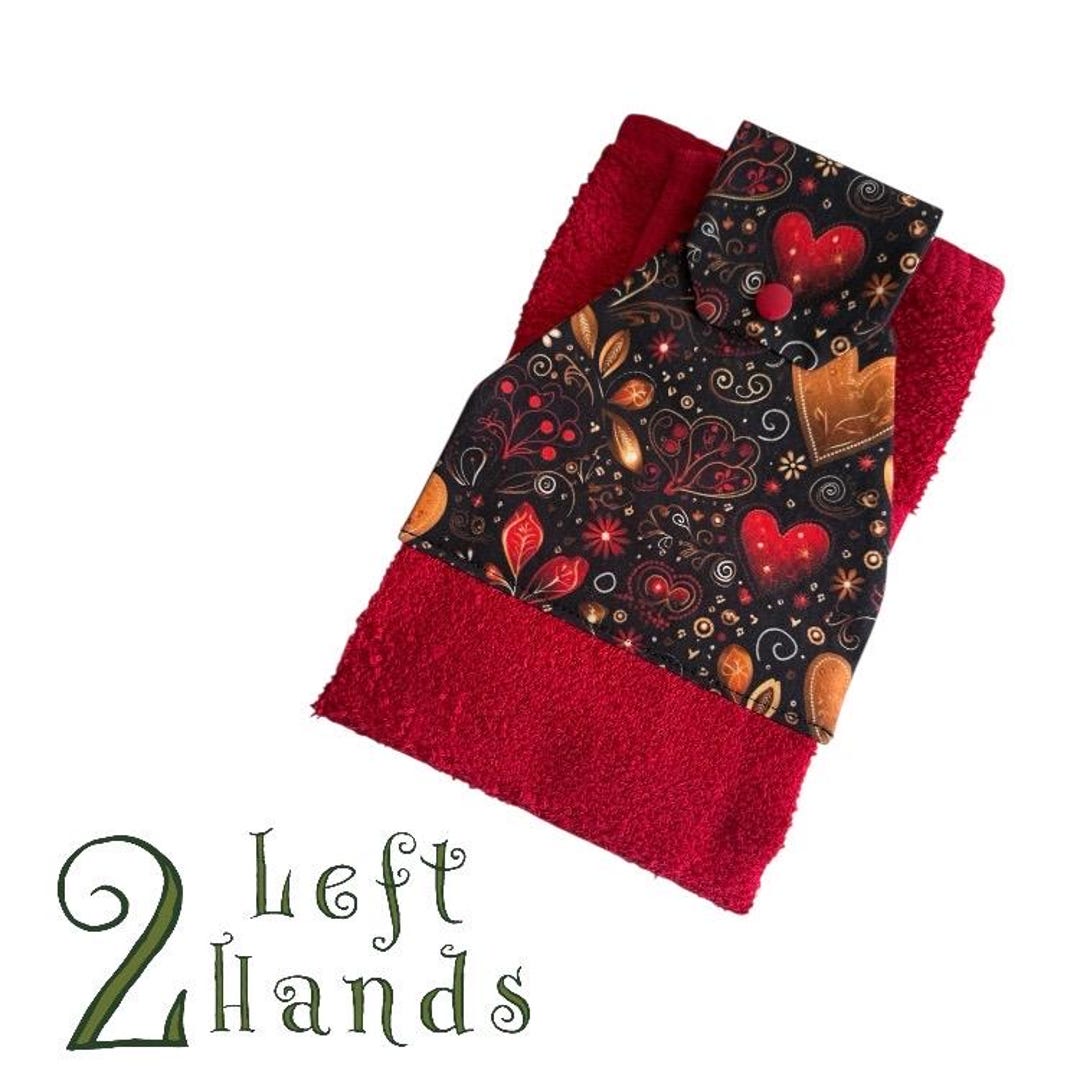 Gold and Red Hearts Kitchen Towel - Red Hanging Kitchen Towel - Hanging ...