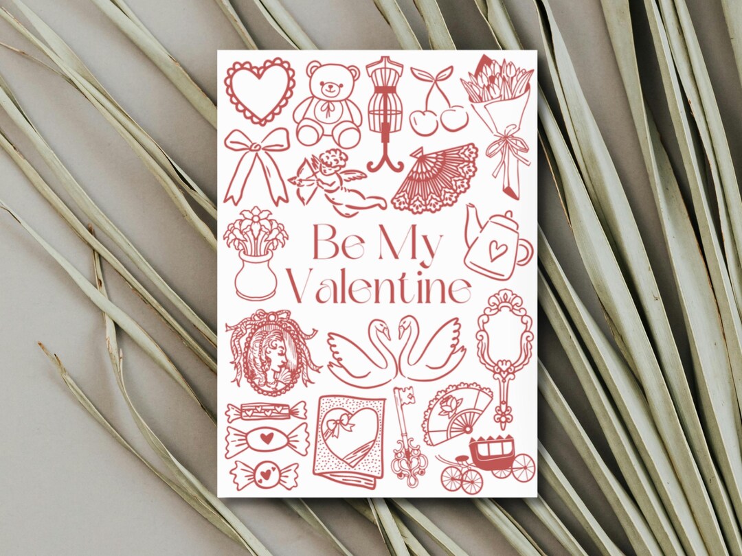 Printable Valentine's Day Card: Elegant Be My Valentine Design (5x7 ...