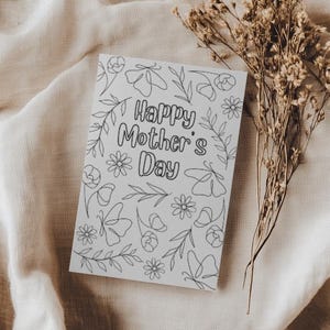 PRINTABLE Mother's Day Coloring Card | Floral Design Digital Greeting ...